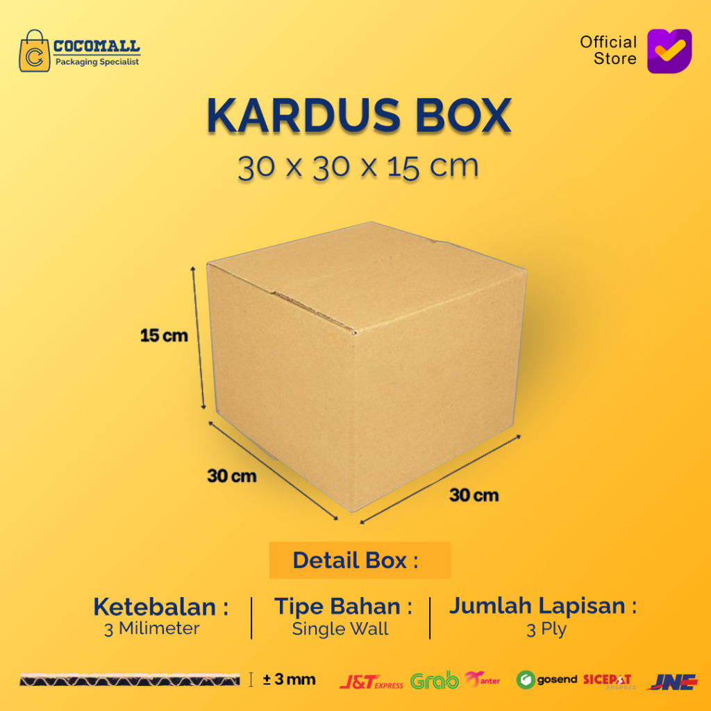 Jual Kardus Karton Box 30x30x15 CM Kotak Dus Packing Packaging Polos ...