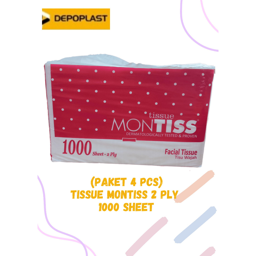 Jual (PAKET 4 PCS) Tissue Facial Montiss 1000 Sheets - 2 Ply, Tisu ...