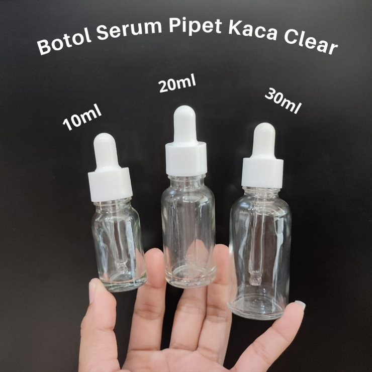 Jual Botol Serum 30ml Dropper Pipet Kaca Clear Bening Ring Putih Botol ...