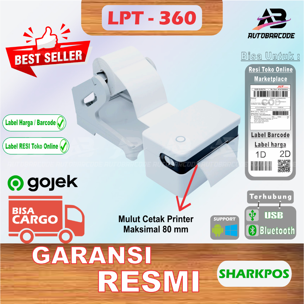 Jual Printer Barcode Resi Sharkpos LP360 Stiker Pengiriman 80MM Label Thermal Toko Online - LP ...