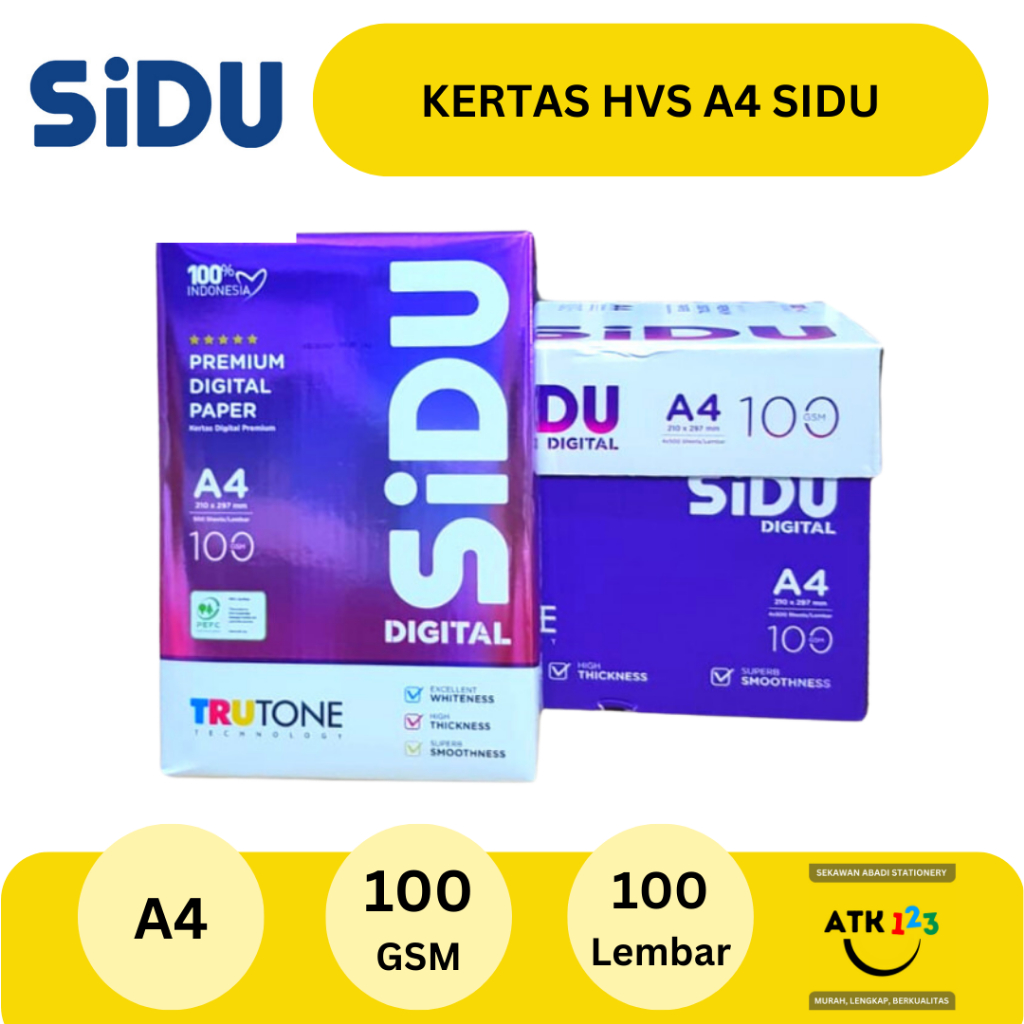 Jual SIDU Kertas HVS A4 100gram / 100gsm Sinar Dunia SIDU (100 Lembar ...