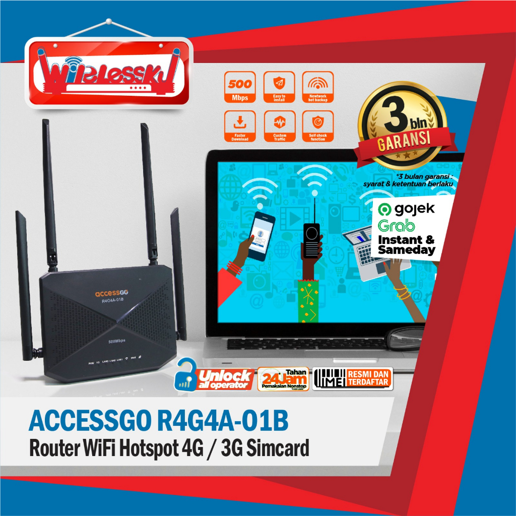 Jual Router Wifi Sim Card 4G AccessGo R4G4A4-01B 500MBPS | Shopee Indonesia
