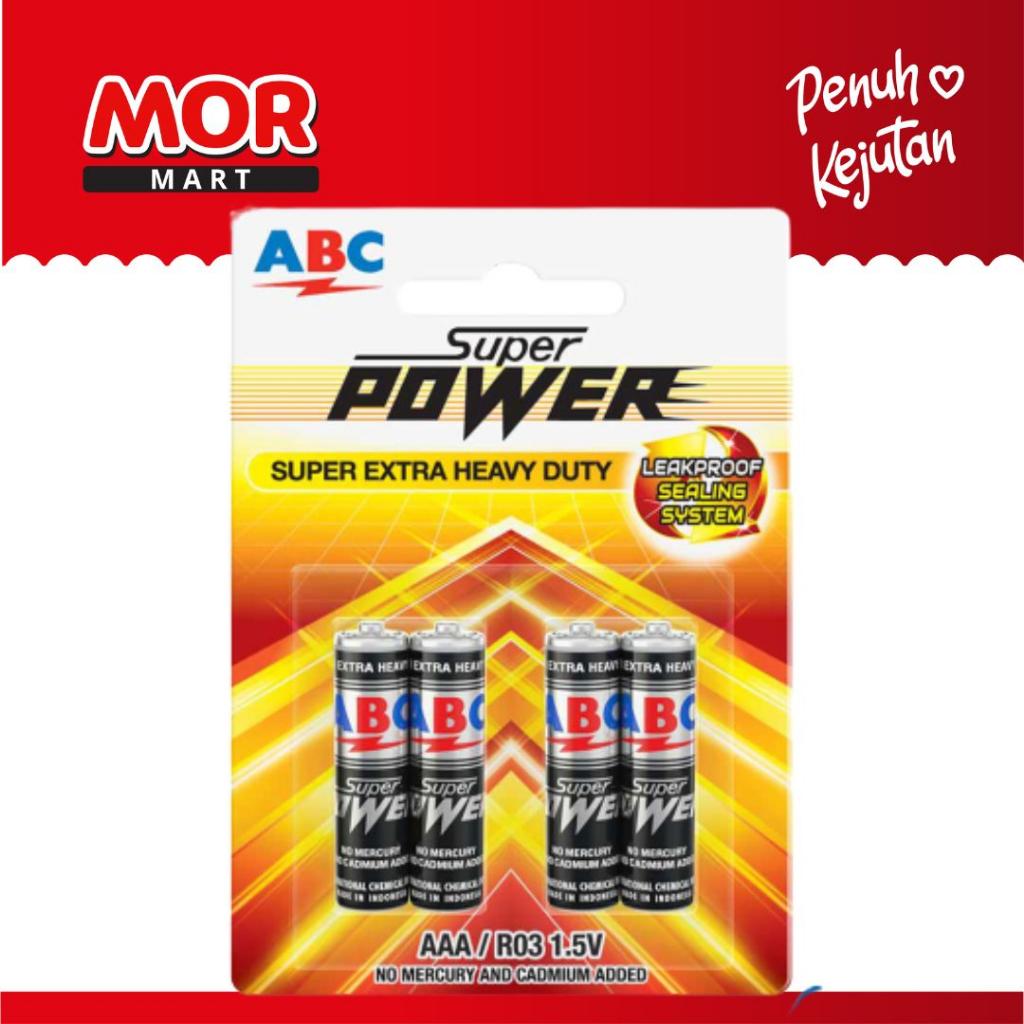 Jual ABC Super Power Heavy Duty Battery Baterai AAA R03 4B | Shopee ...
