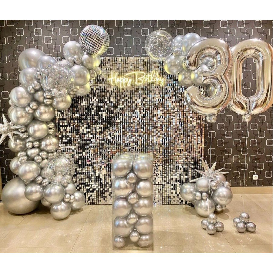Jual Dekorasi Backdrop Ulang Tahun Wisuda Event Shimmer Wall Balon 2 ...