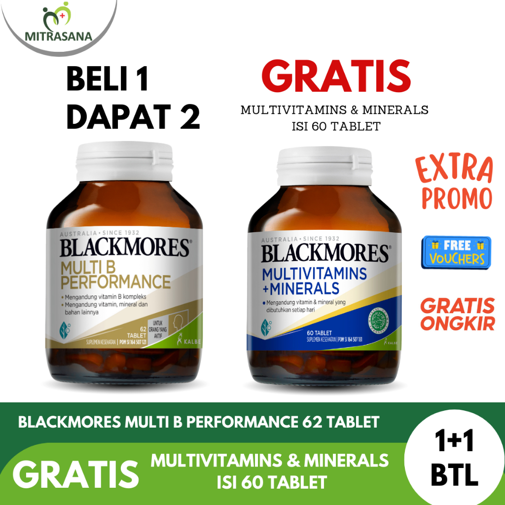 Jual Blackmores Multi B Performance 62 Gratis Blackmores Multivitamins Dan Minerals 60 Tablet ...