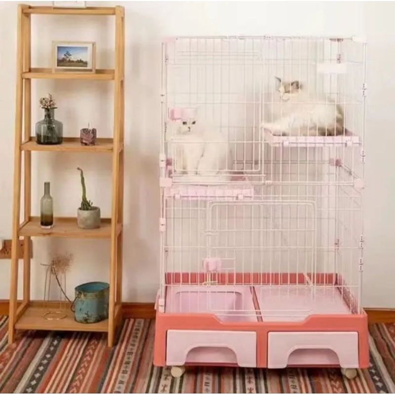 Jual Kandang Kucing Premium 2 layer Laci Roda Coating Carbon Import ...