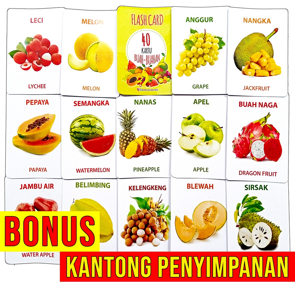 Jual mainan anak Kartu Edukasi Flash Card 40 kartu Buah Buahan Bahasa ... Jual mainan anak Kartu Edukasi Flash Card 40 kartu Buah Buahan Bahasa ...