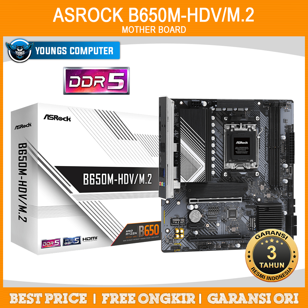 Jual ASROCK B650M-HDV/M.2 DDR5 | MOTHERBOARD AMD B650 AM5 MATX | Shopee ...