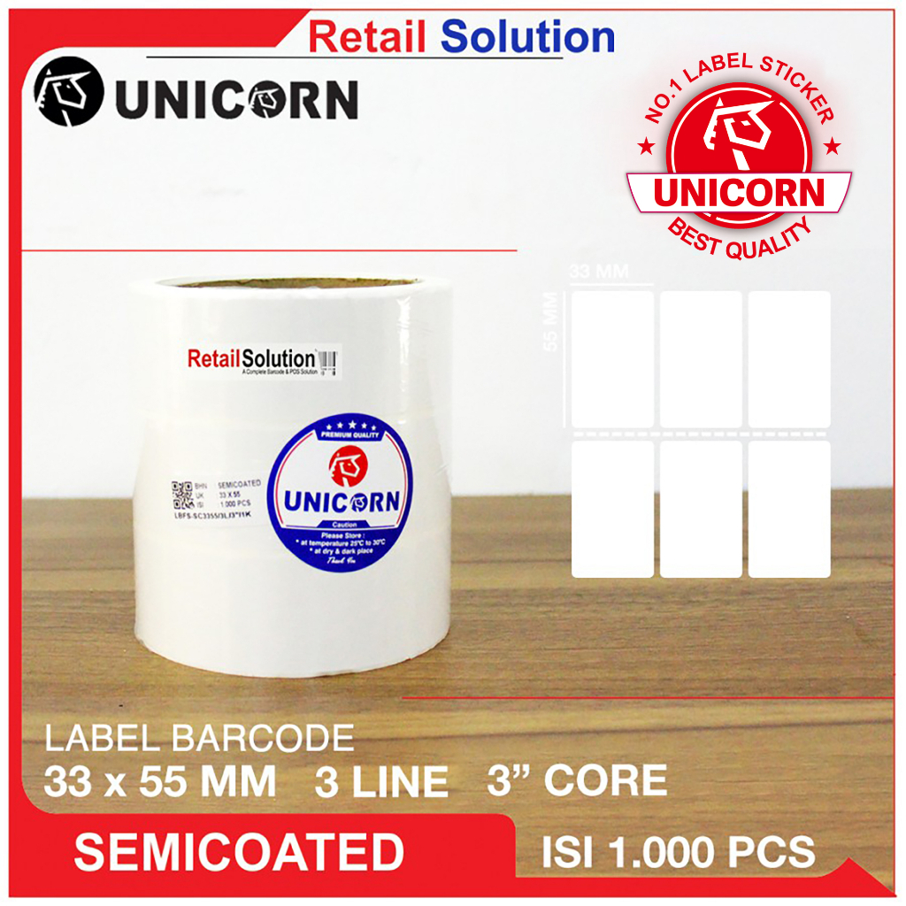 Jual Stiker Label Barcode Semicoat 33x55 mm / 33x55mm / 33 x 55 mm ...