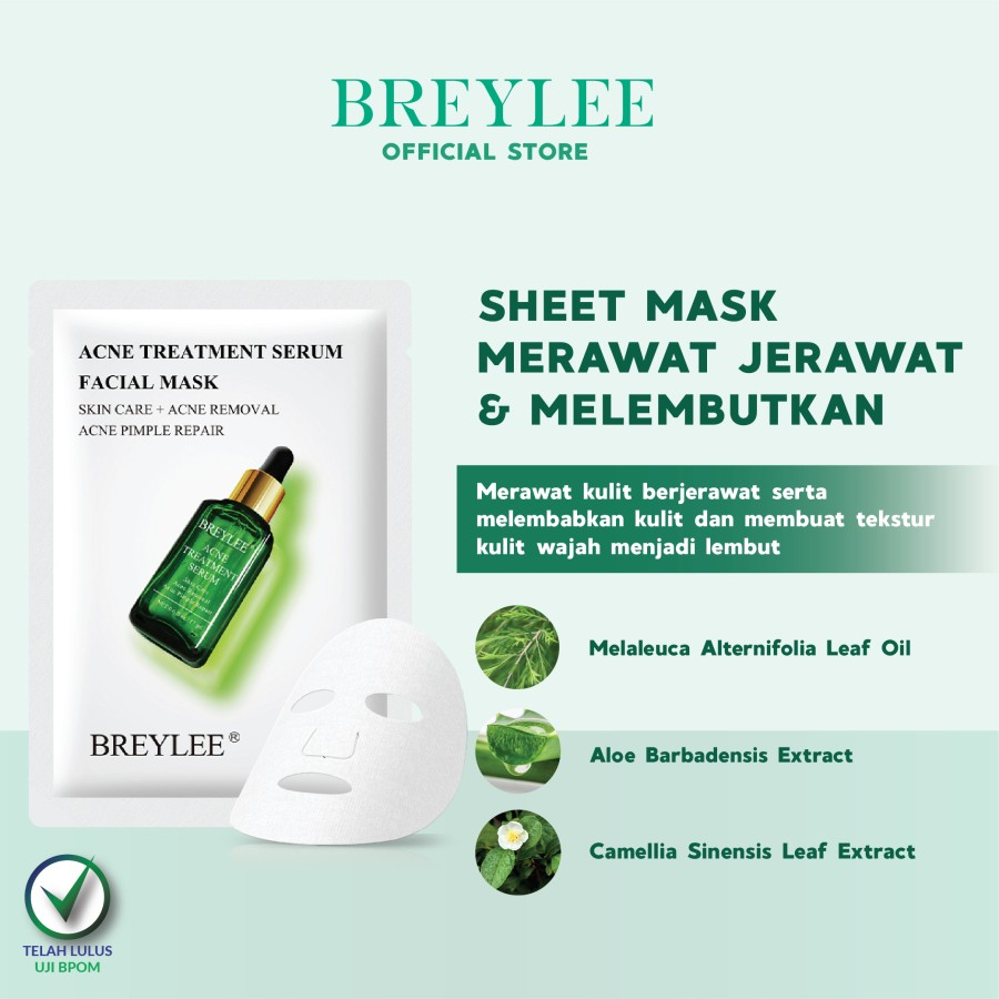 Jual MASKER JERAWAT BREYLEE Acne Treatment Serum Facial Mask | Shopee ...
