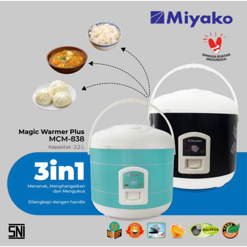 Jual [ORIGINAL] Rice cooker magic com 2,2 ltr 3in1 Miyako MCM838 ...