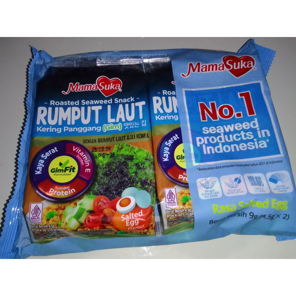 Jual 2 PCS MamaSuka Rumput Laut Panggang Roasted Seaweed Rasa Salted ...