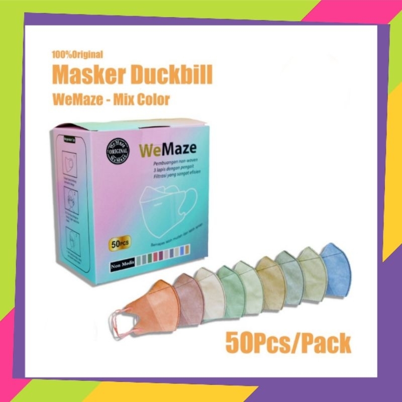 Jual Masker Duckbil / Duckbill Facemask Mix Warna 1box isi 50pcs ...