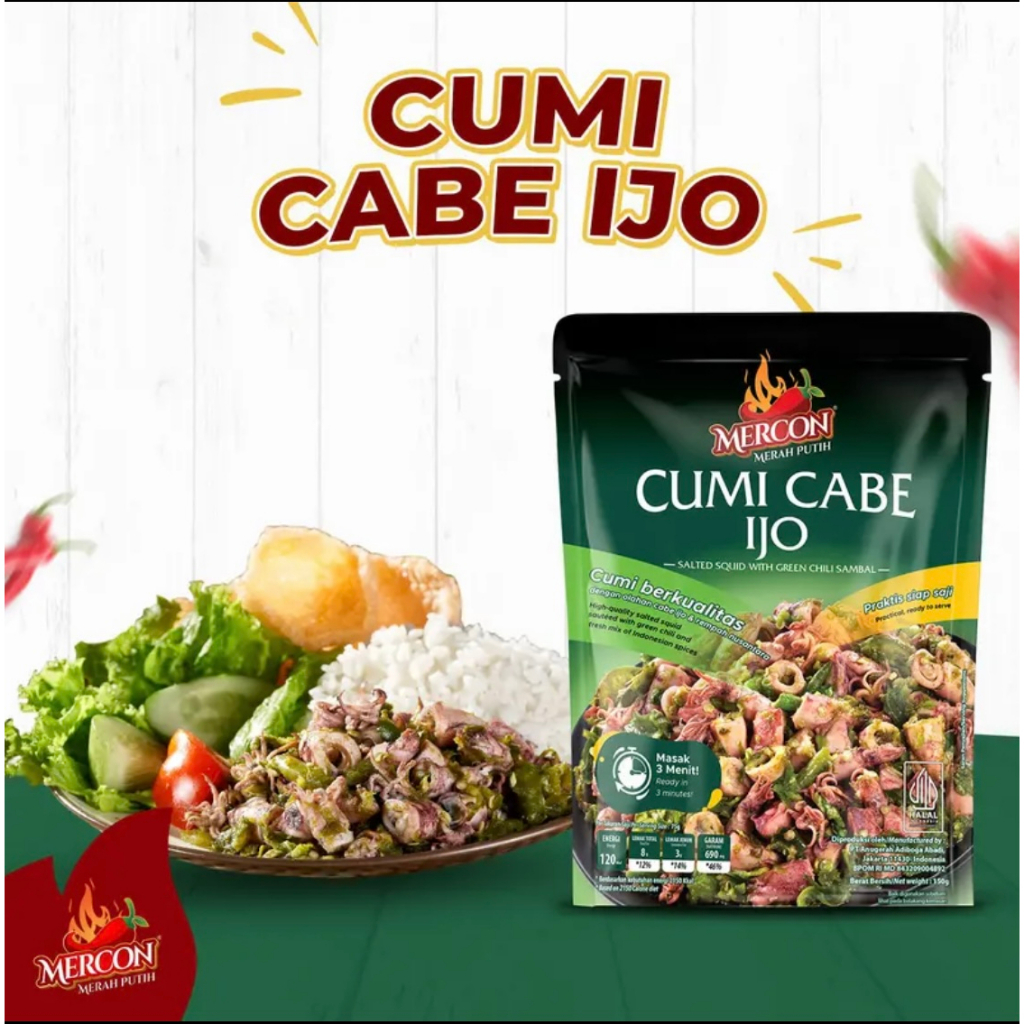 Jual MERCON MERAH PUTIH CUMI CABE IJO 150 GRAM SATUAN LEVEL PEDAS ...