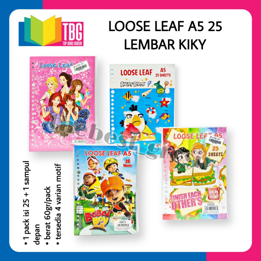 Jual 1 PACK LOOSE LEAF A5 25 LEMBAR KIKY REFILL ISI KERTAS MAP BINDER ...