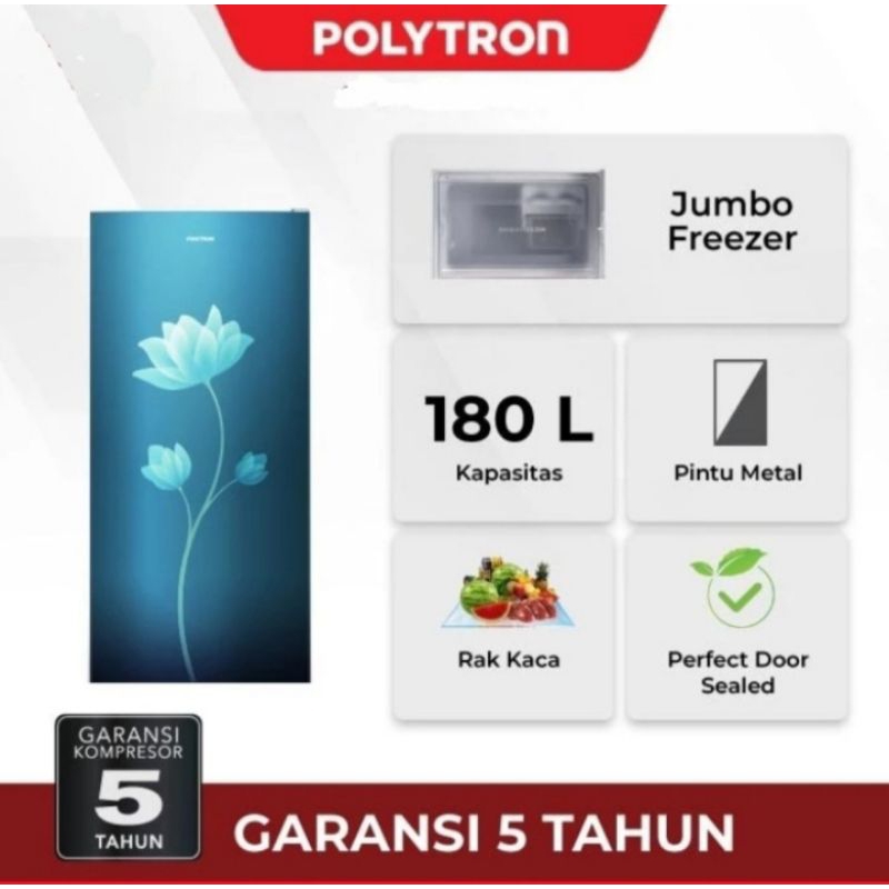 Jual Kulkas Polytron PRB-189 | 1 pintu PRB189 biru merah 180L 180 liter ...