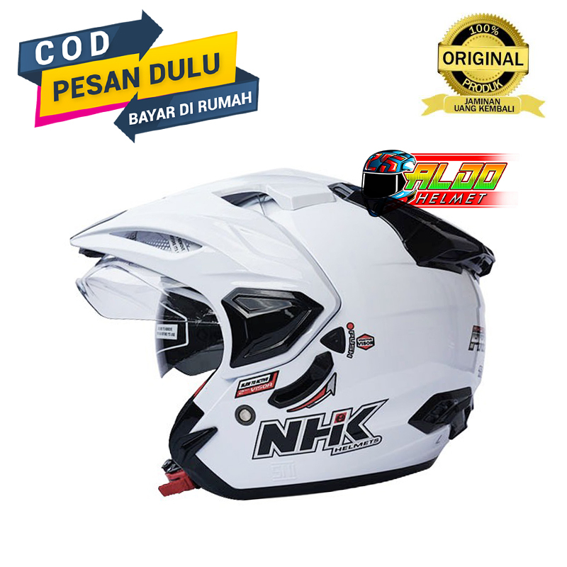 Jual HELM NHK PREDATOR CRYPTON SOLID WHITE | Helm NHK DOUBLE VISOR ...