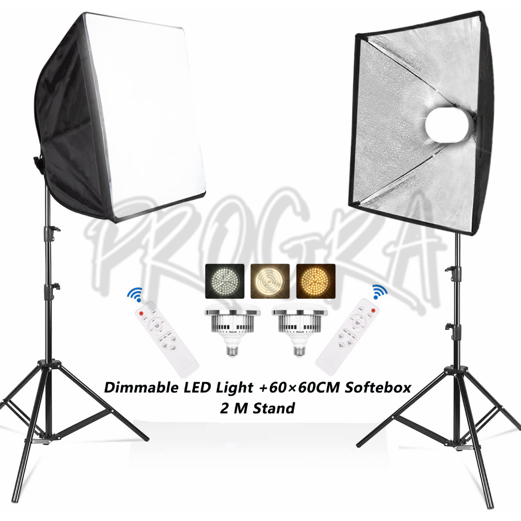 Jual Dimmable LED 60*60CM Softbox Kit Studio Foto Pencahayaan Fotografi Lampu Kotak Lunak ...