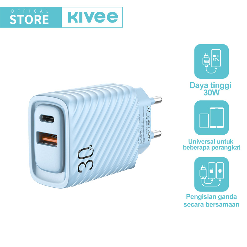 Jual KIVEE Charger Adaptor 30W Type C Qc4.0 PD3.0 kepala charger ...
