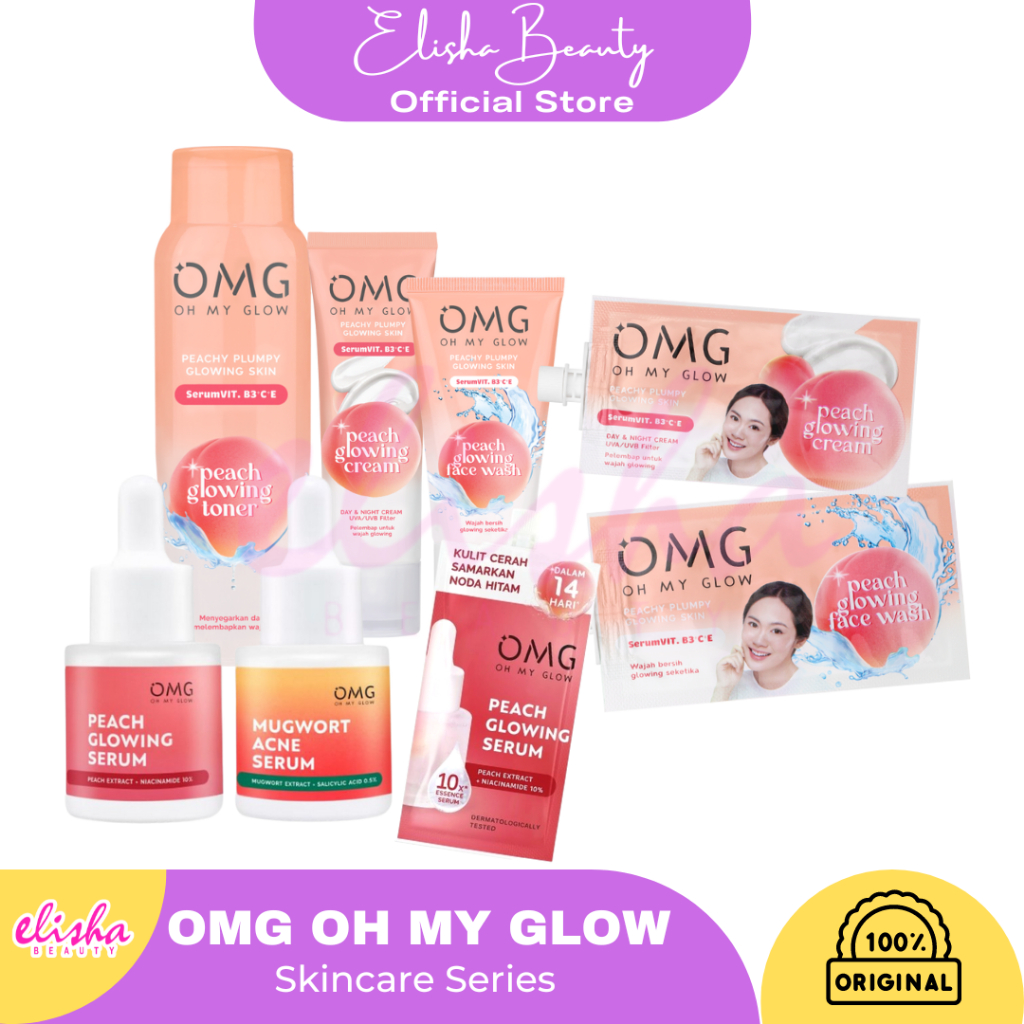 Jual OMG Oh My Glow Peach Glowing Skincare Series / Face Wash / Toner ...