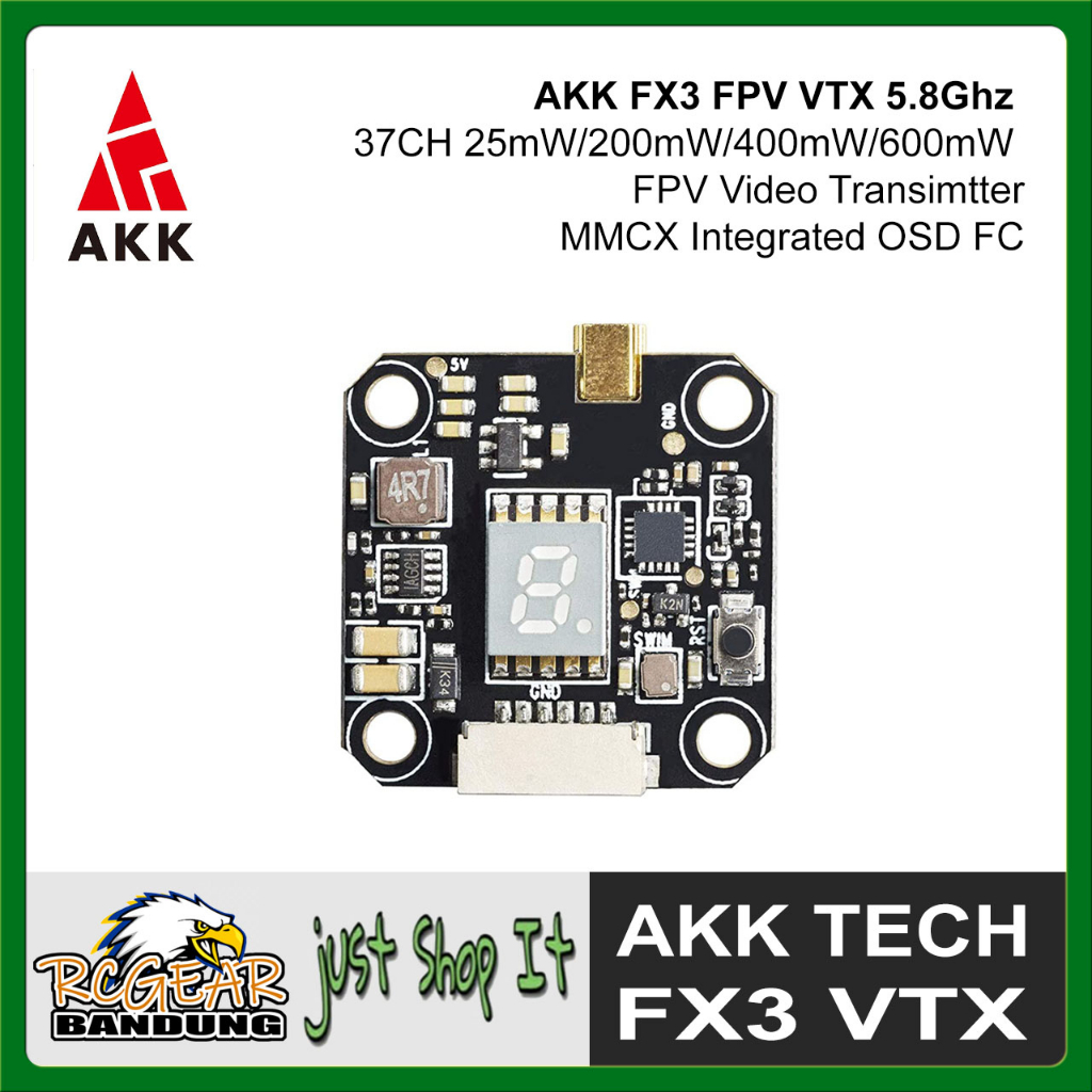 Jual AKK FX3 FPV VTX Analog 5.8G 600mW 20x20mm Video Transmitter ...