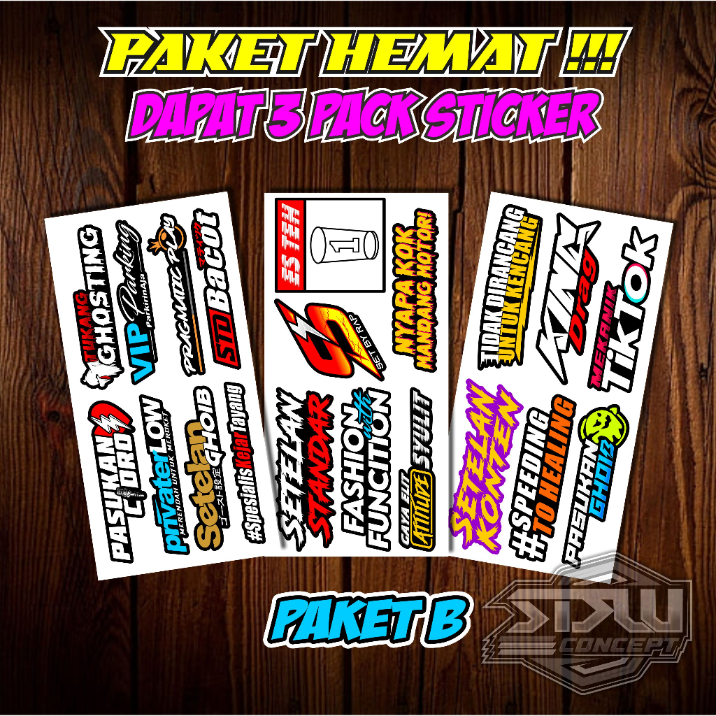 Jual Sticker Print Cut Stiker Racing Stiker Motor ( PAKET HEMAT 3 PACK ...