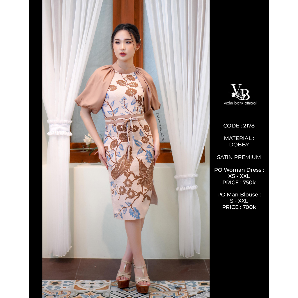 Jual Dress Batik Dobby Puff Garuda 2178 | Shopee Indonesia