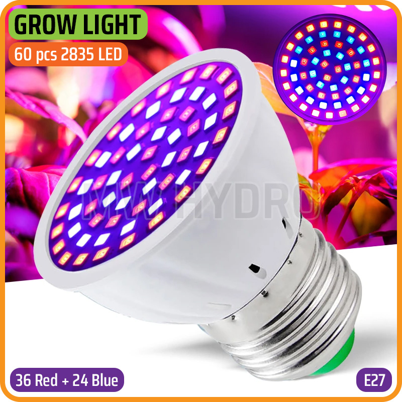 Jual LED Plant Grow Light, E27, 60 LED R+B, 2835 SMD - Lampu Tanaman ...