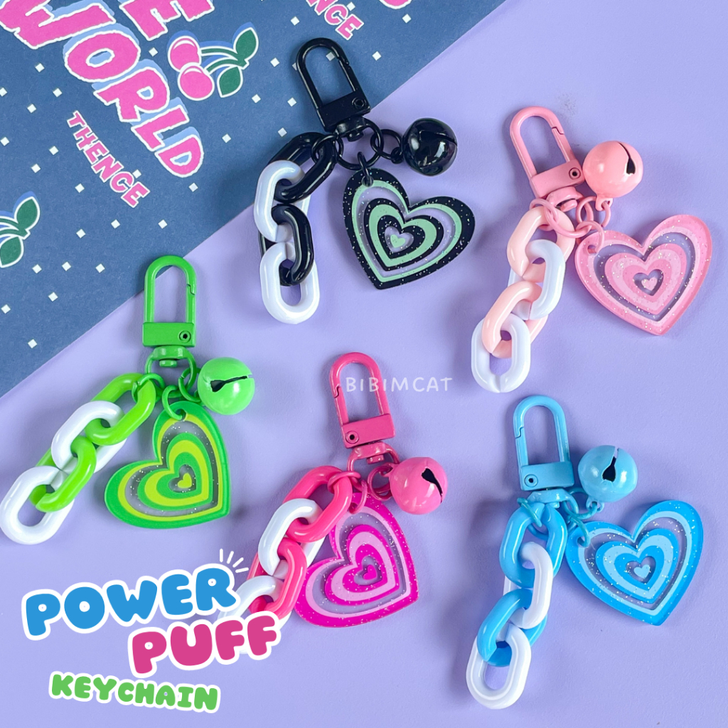 Jual Power Puff Keychain / Gantungan Kunci Hati | Shopee Indonesia