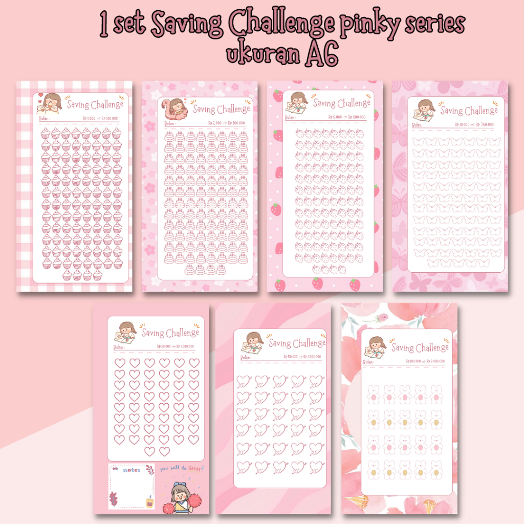 Jual (1 SET) SAVING CHALLENGE UKURAN BINDER A6 ISI BINDER SAVING ...