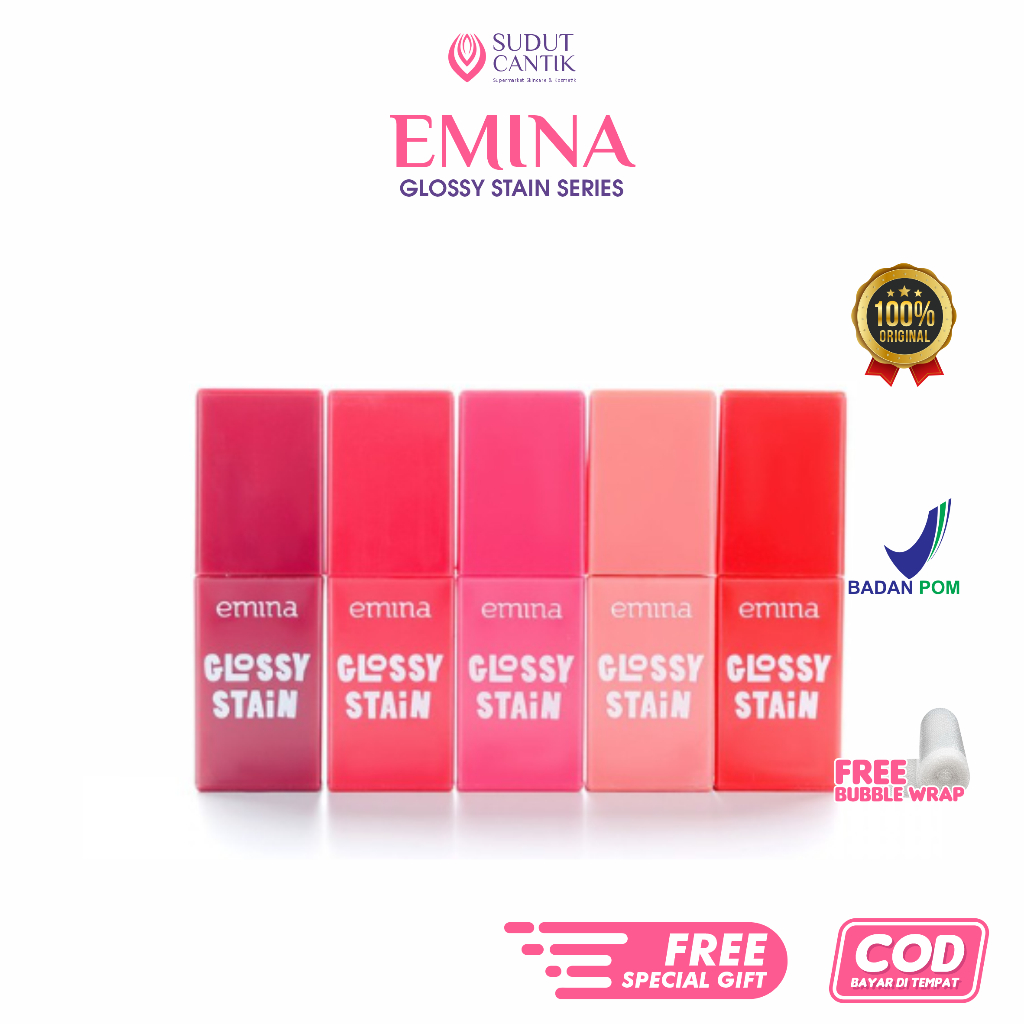Jual Sudut Cantik - Emina Glossy Stain Liptint Pelembab Bibir Bpom ...