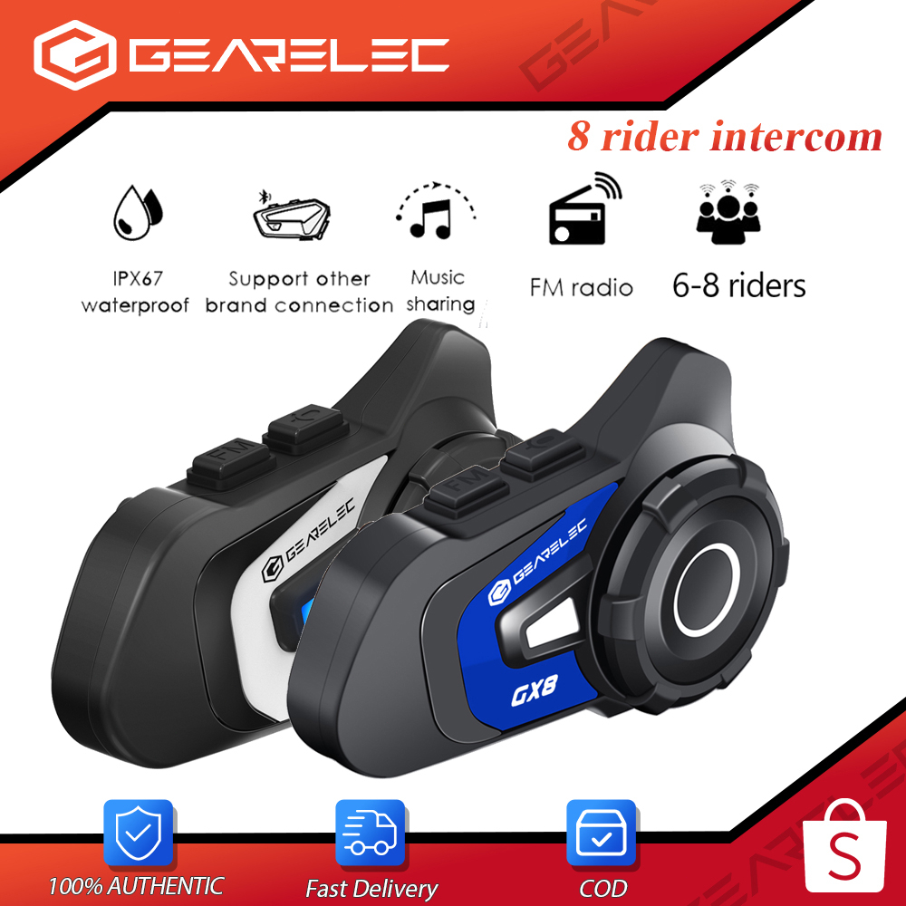 Jual intercom helm GEARELEC GX8 Motor Helm Intercom Headset 8-Rider ...