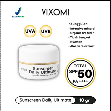 Jual Vixomi Sunscreen Daily Ultimate SPF50/PFA++++ - 10 gr | Shopee ...
