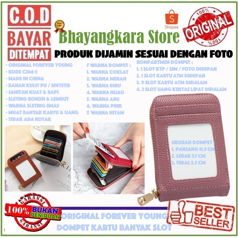 Jual IMPOR FOREVER YOUNG C266-2 DOMPET KARTU ORGAN DAN UANG MINI KECIL BANYAK SLOT | Shopee ...