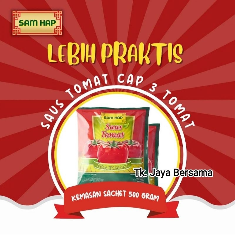 Jual Samhap Saus Tomat Refill Sachet 500g Cap Tiga Tomat exp okt 25 ...