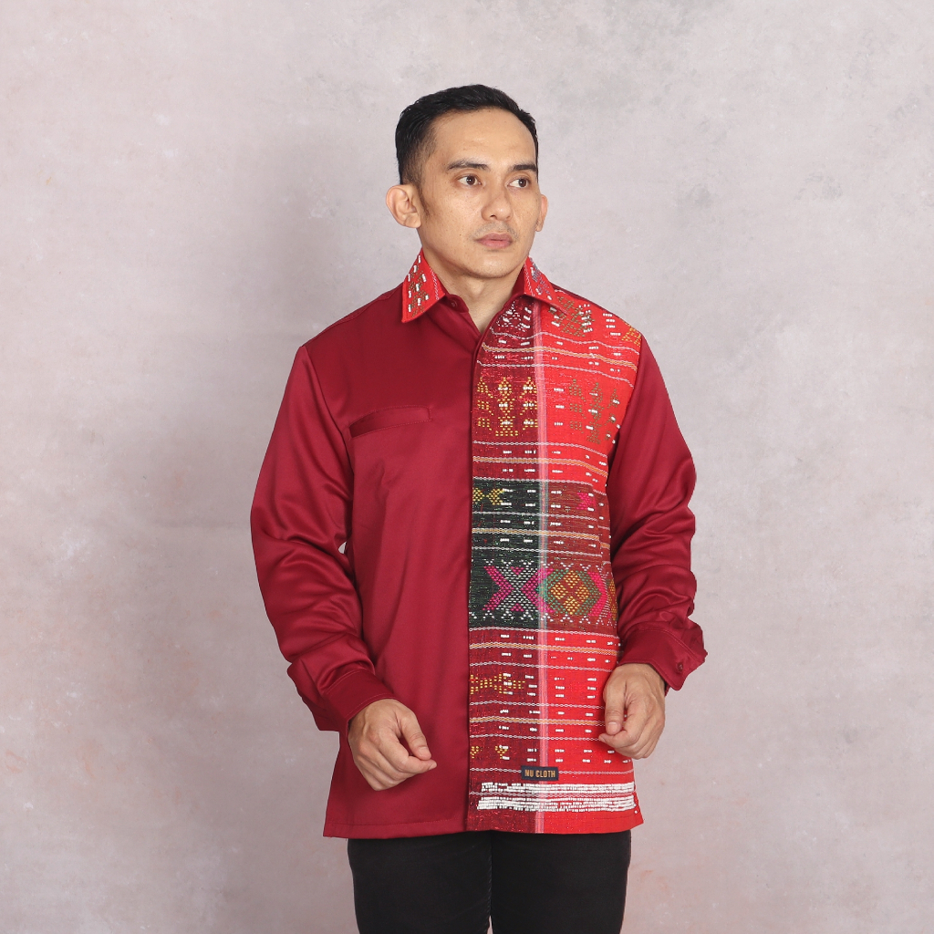 Jual Kemeja Etnik Tenun Ulos SADUM FULL SIMATA Asli Maroon (Couple ...