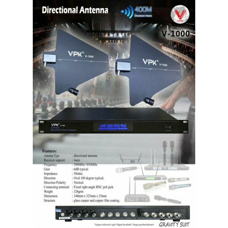 Jual Penguat sinyal antena distributor mic wireless Vpk v1000 original Vpk V1000 | Shopee Indonesia