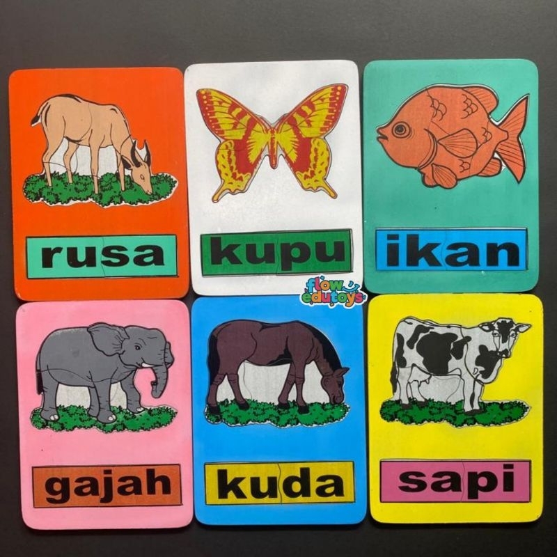 Jual Mainan Edukasi Puzzle Baca Hewan 1 Set Isi 6pcs | Shopee Indonesia