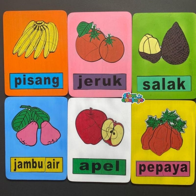 Jual Mainan Edukasi Puzzle Baca Buah Buahan 1 set Isi 6pcs | Shopee ...