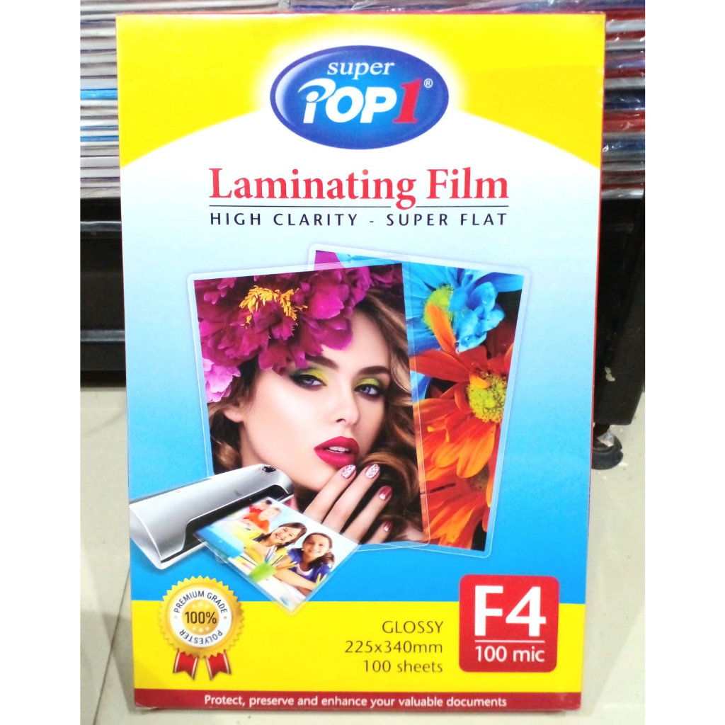 Jual Plastik Laminating merk Super Pop1 ukuran F4 Folio | Shopee Indonesia