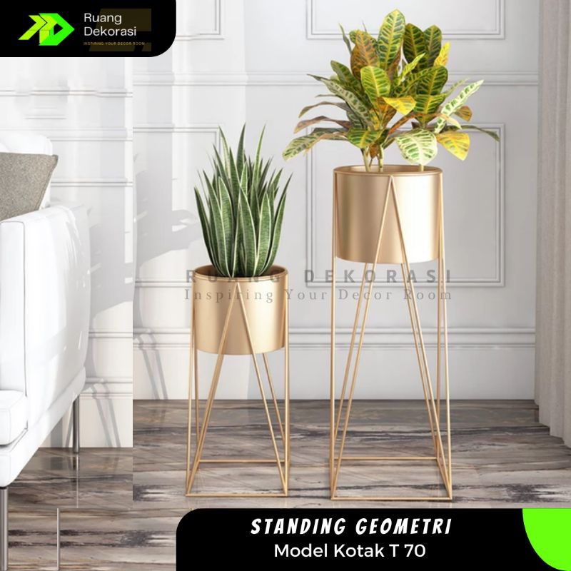 Jual Standing Pot Bunga Besi Minimalis Model Geometry Kotak T 70 Rak ...