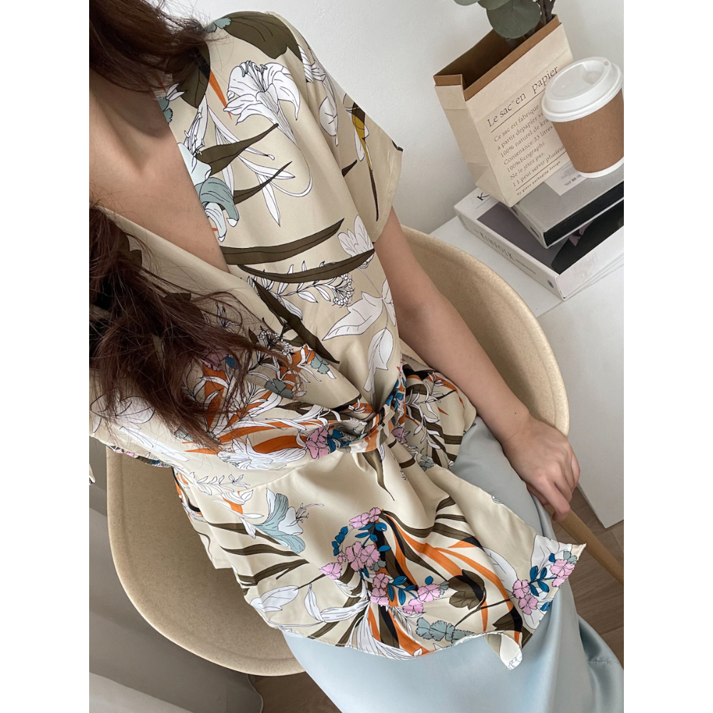 Jual Kadaka T-0208 Top Floral Wanita Satin | Shopee Indonesia