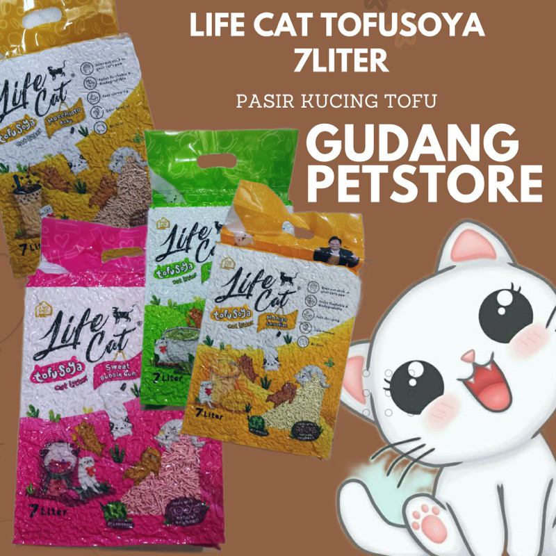 Jual Pasir Kucing 7 Liter / Pasir Tofu / Pasir LIFE CAT TOFU SOYA Harum ...