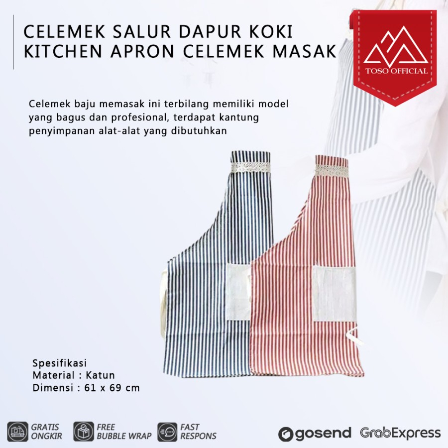 Jual Celemek Salur Dapur Koki Kitchen Apron Celemek Masak | Shopee ...