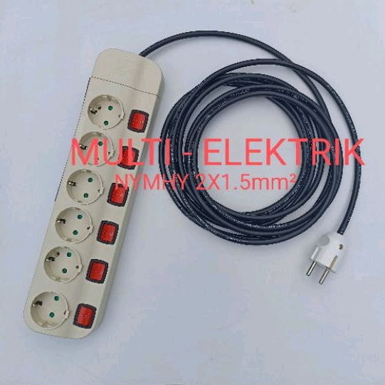 Jual stop kontak uticon 3 4 5 6 lubang saklar on off tersendiri kabel 2x1.5 mm panjang 2 3 5 7 ...