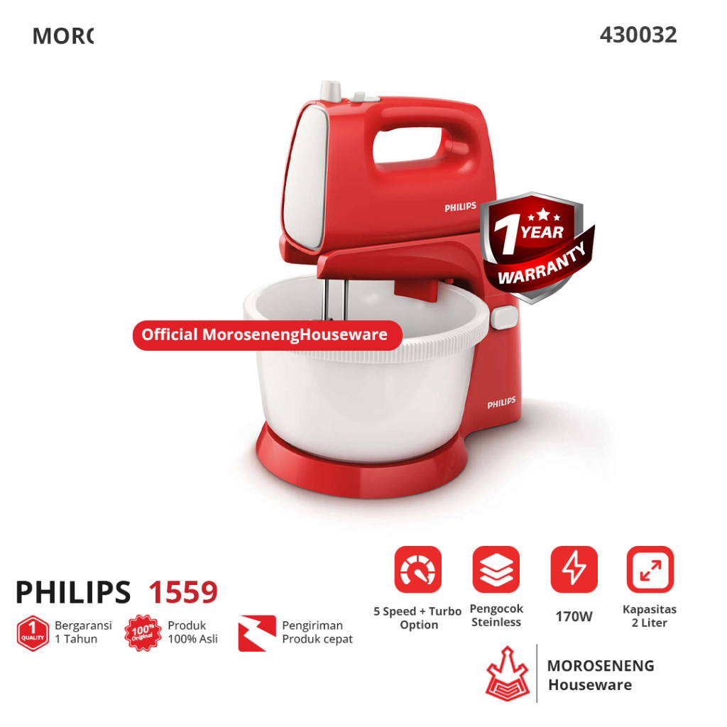 Jual Stand Mixer Philips HR 1559 Garansi Resmi | Shopee Indonesia