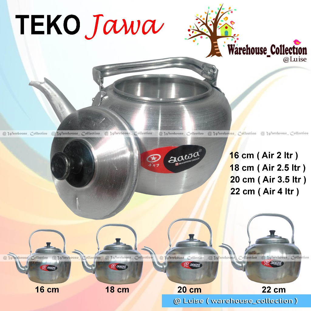 Jual Teko air aluminium 16cm,18cm,20cm & 22cm Cor Jawa Maspion /Ceret ...