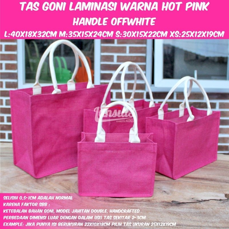 Jual Tas Goni Laminasi Warna MAGENTA Handle Offwhite | Shopee Indonesia