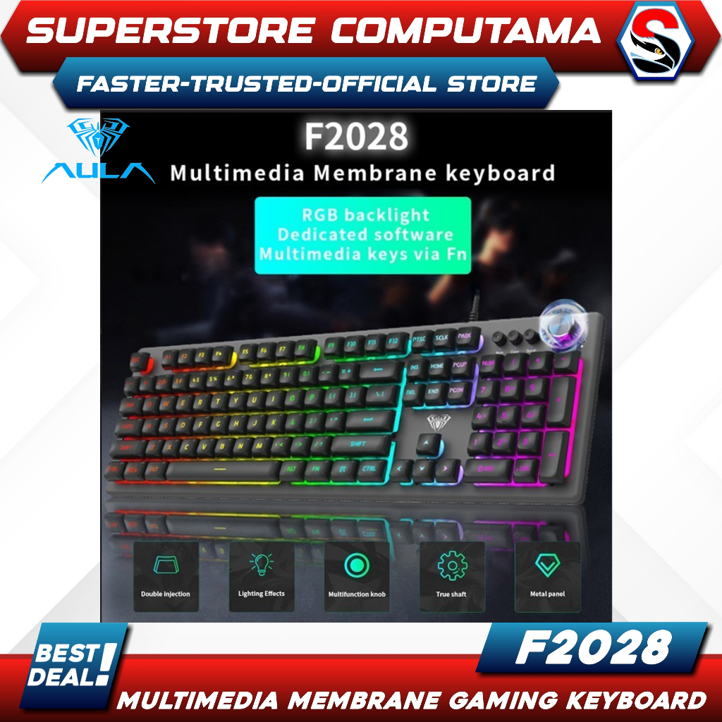 Jual Keyboard Gaming Multimedia Membrane AULA F-2028 RGB Macro-AULA ...