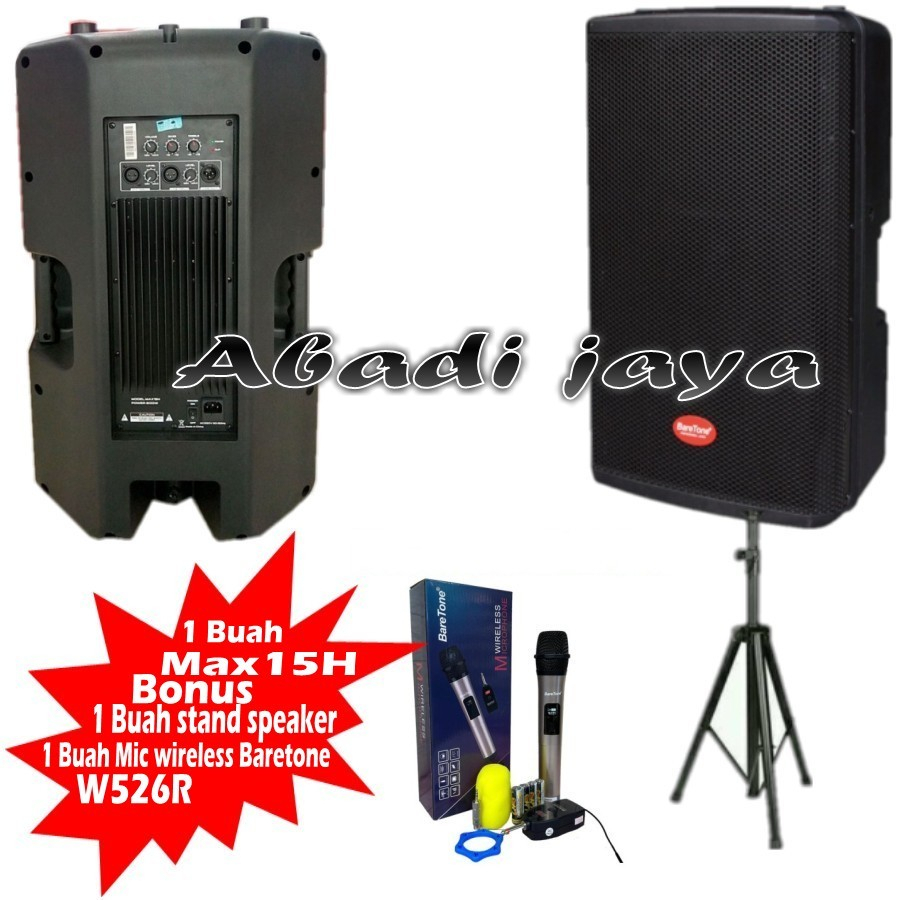 Jual speaker aktif baretone max15h 15 inch 1 buah free bonus 800 watt ...